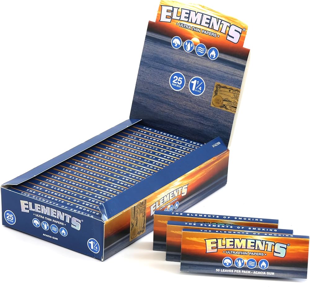 Elements Rolling Papers | Ultra Thin Papers | 1 1/4 | 25CT – Sonics Imports