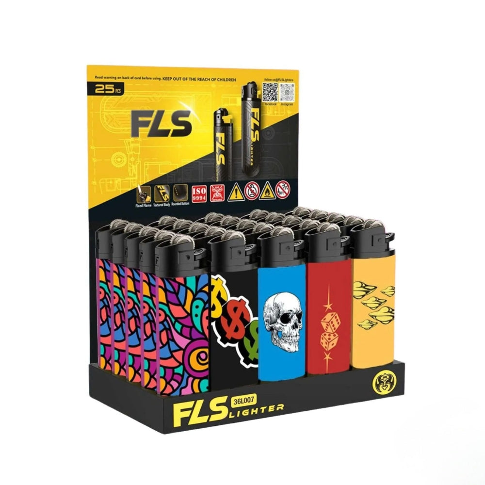 FLS Flint Lighters | Model: #F3 | 25CT | Assorted Designs – Sonics Imports